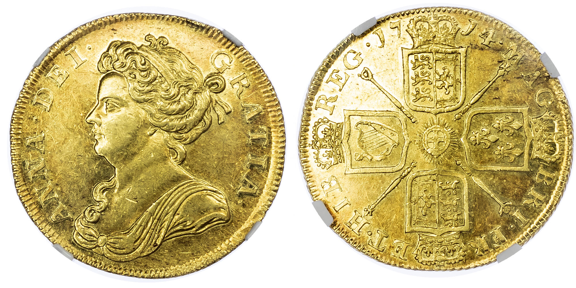 英国 1714年 アン女王2ギニー金貨 AU58 NGC オークション 結果 - PREMIUM GOLD COIN