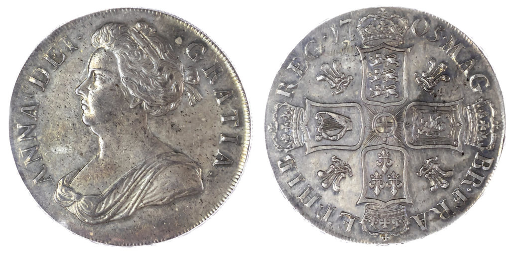 イギリス1705年 アン女王 クラウン銀貨 MS61 PCGS オークション結果 - PREMIUM GOLD COIN