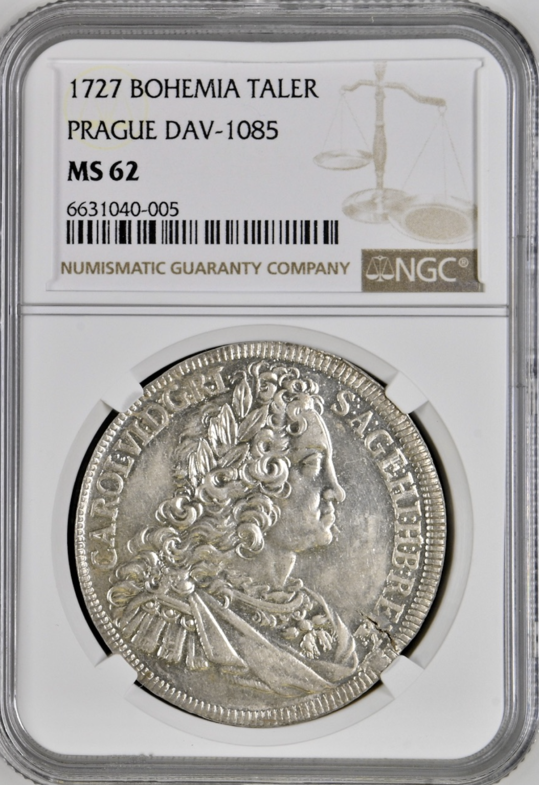 神聖ローマ帝国ボヘミア1727年カール6世ターラー銀貨 NGC MS62 最高鑑定 - PREMIUM GOLD COIN