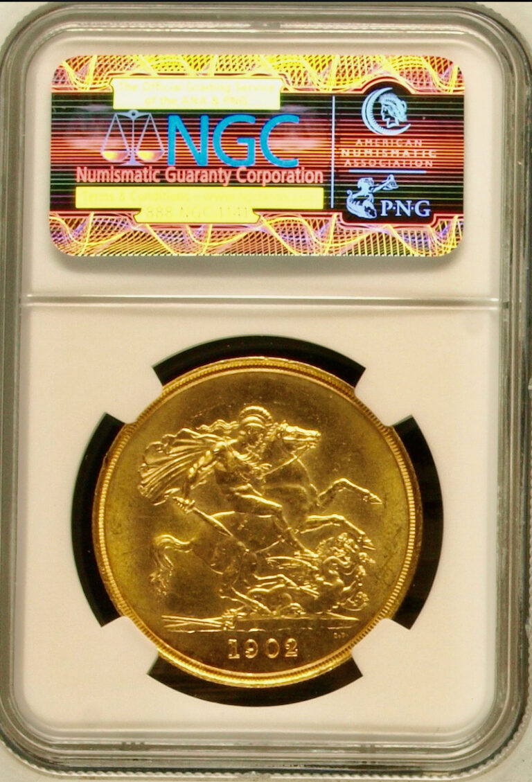 イギリス1902年エドワード7世 5ポンド金貨 NGC MS62 - PREMIUM GOLD COIN