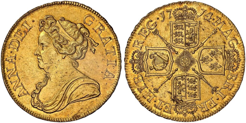 イギリス1714年アン女王5ギニー金貨NGC MS64 オークション - PREMIUM GOLD COIN