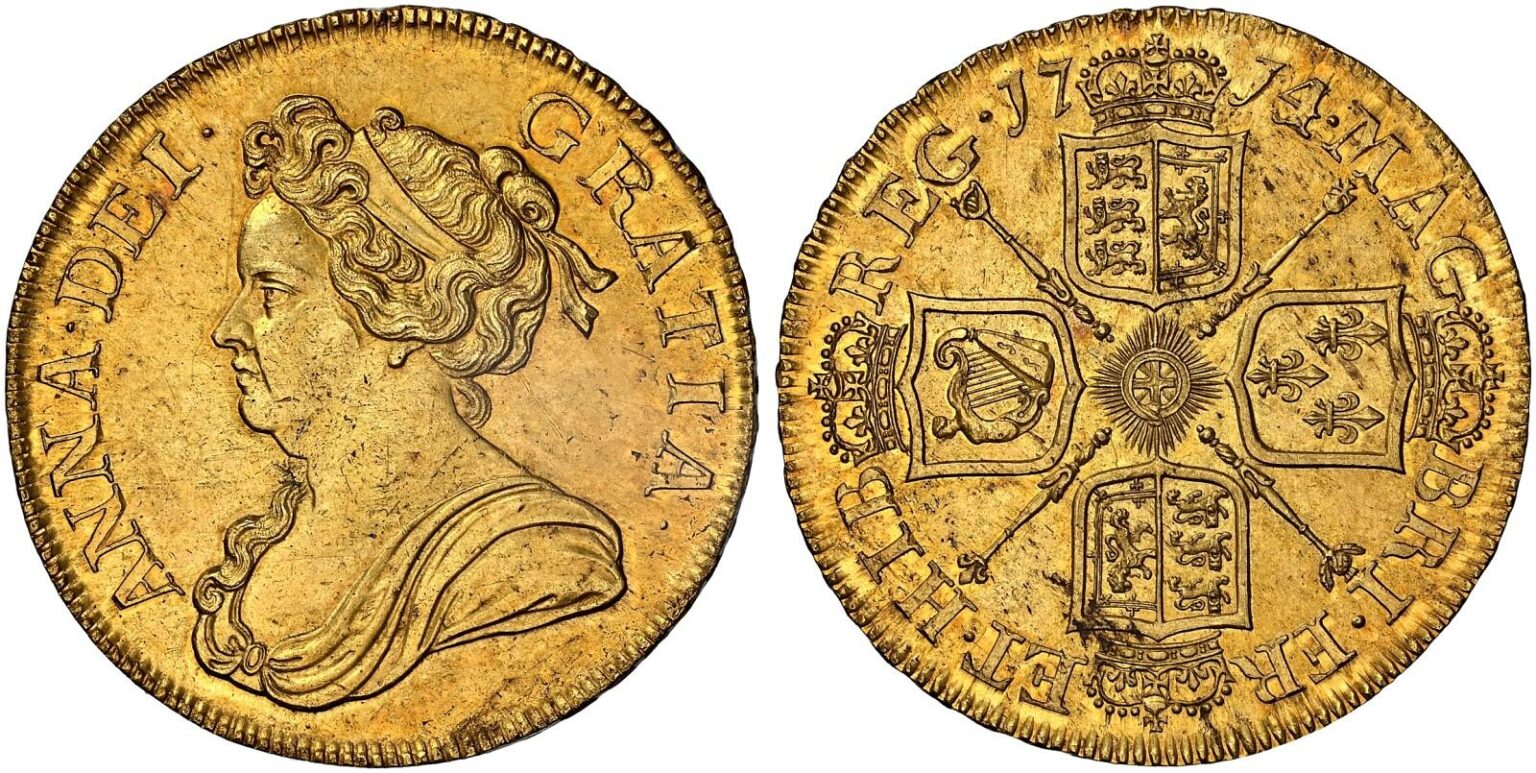 イギリス1714年アン女王5ギニー金貨NGC MS64 オークション - PREMIUM GOLD COIN